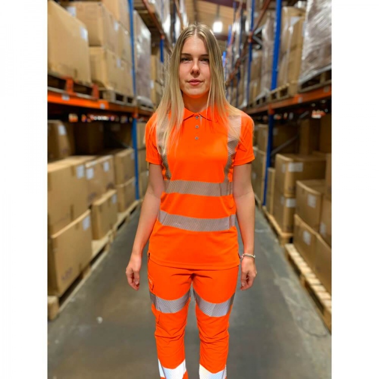 Leo Workwear WTL01-O Starcross Women's Stretch Work EcoViz Hi Vis Trouser Orange